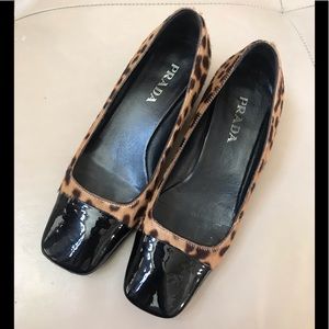 Prada | Shoes | Prada Horse Hair Patent Heels Size 345 | Poshmark